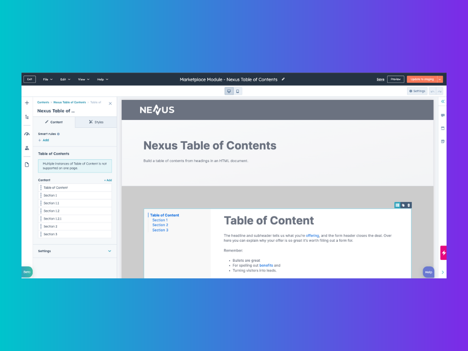 Nexus Table of Contents Module by DigiKat