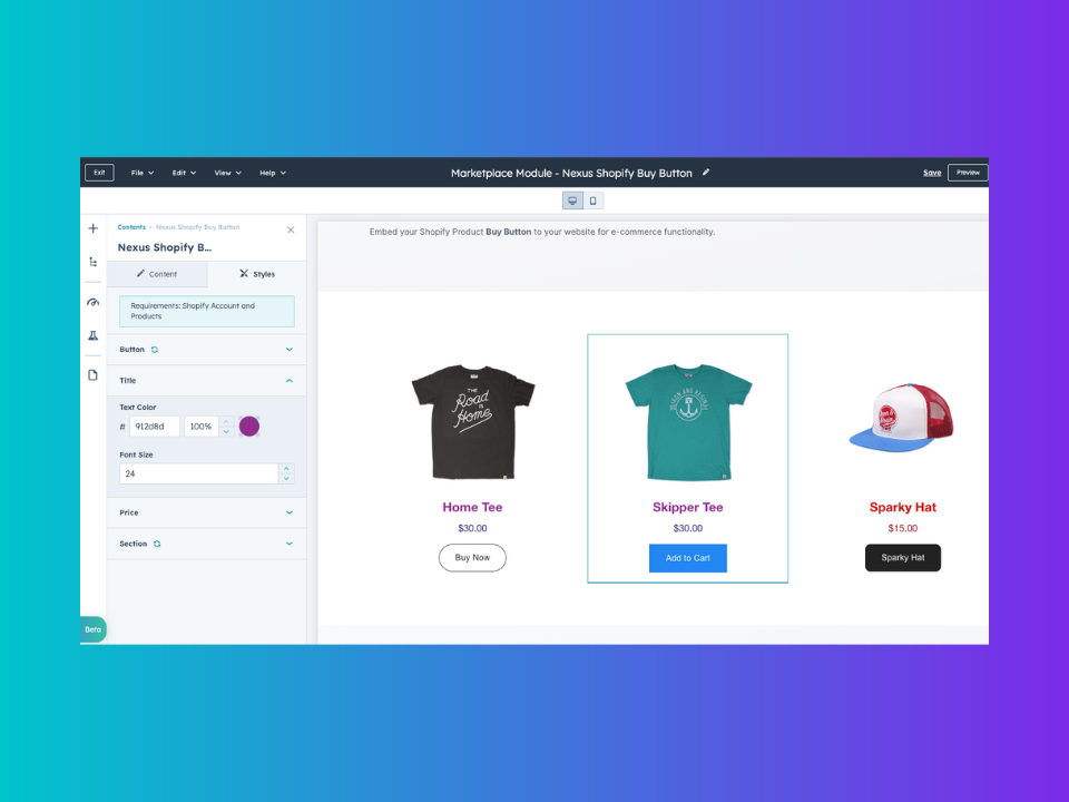 Nexus Shopify Buy Button Module by DigiKat